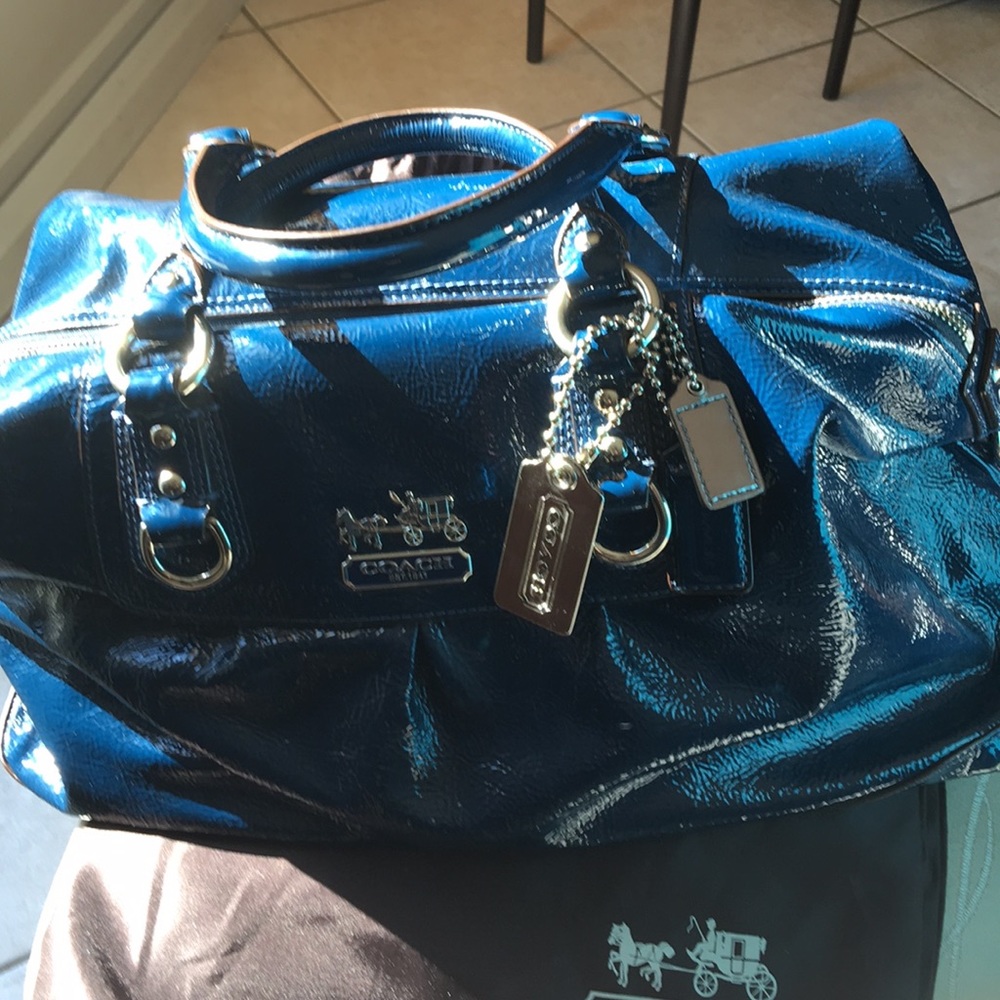 Coach Crinkle Patent Leather Handbag - Gem